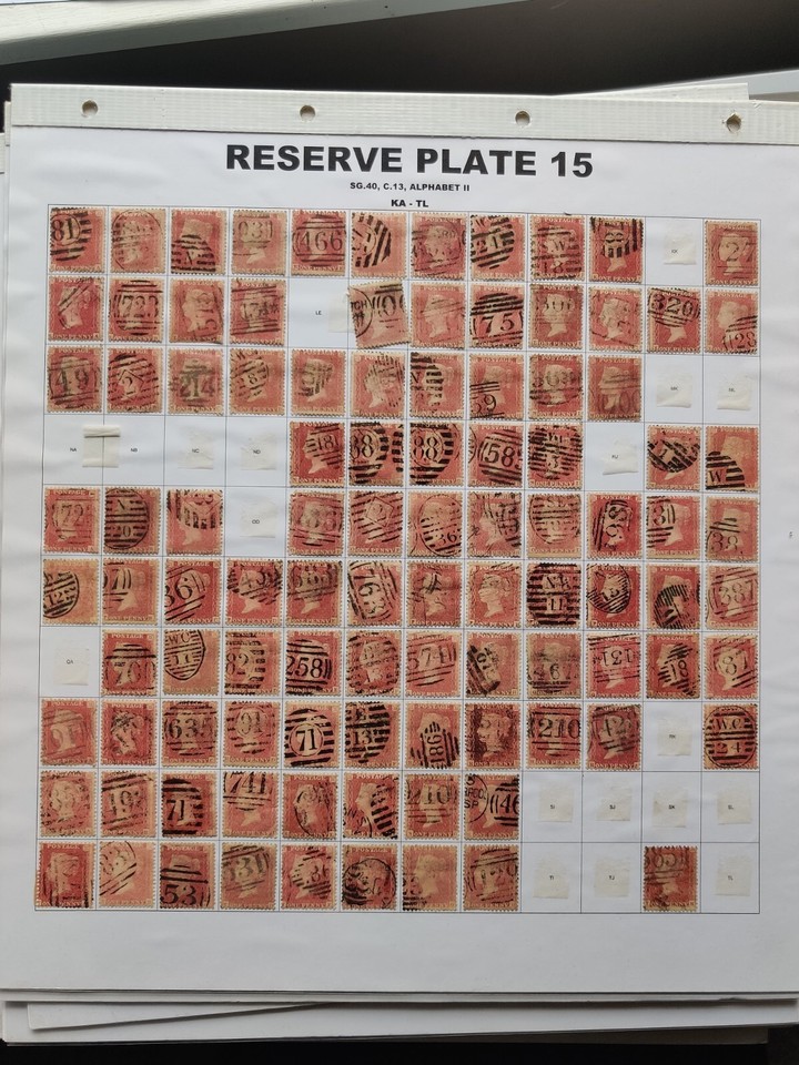 SG40 C13 Reserve Plate R15 GB QV 1d Penny Red Stars 240 Postage Stamps ...