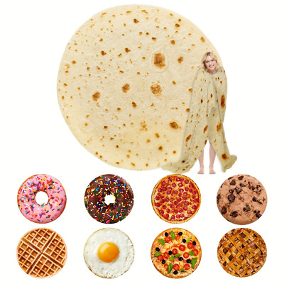 Novelty Giant Food Round Blankets Burrito for Teens Adult Bedding Sofa ...