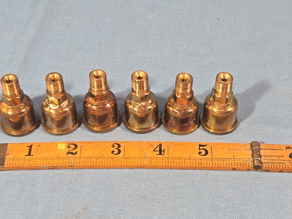 6 Vintage Antique Solid Brass Steam Engine Oiler Oil Grease Cups Hit ...