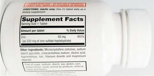 Rugby Zinc Sulfate 220mg Tablets Supplement 100 Count - Expiration Date ...