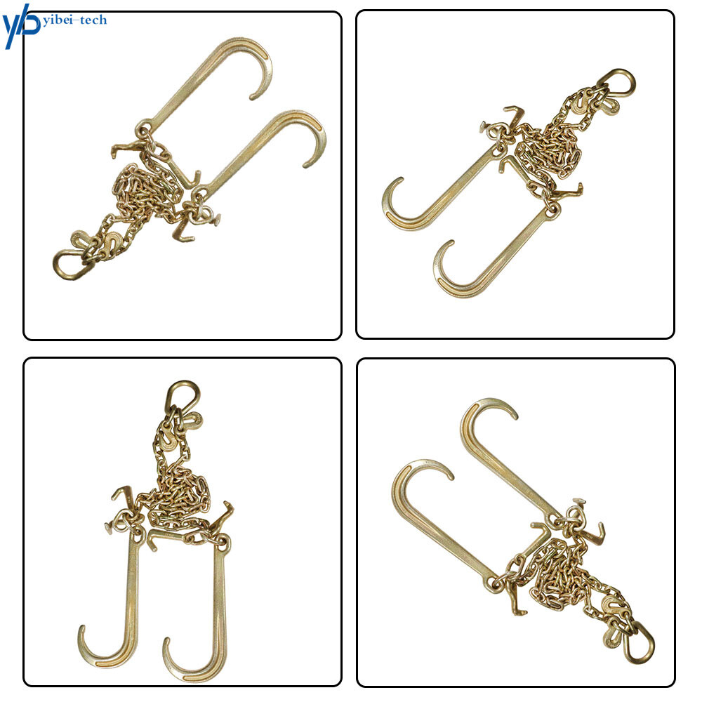 G70 5/16" V-Chain Bridle w/ 15" Large J Hooks,T- Hook & J-Hook w/ Grab ...