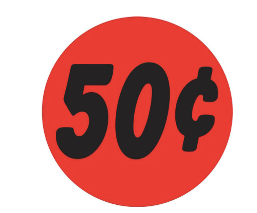 50 cent Labels 1000 each per roll size 1.25" Round Oval STICKERS | eBay