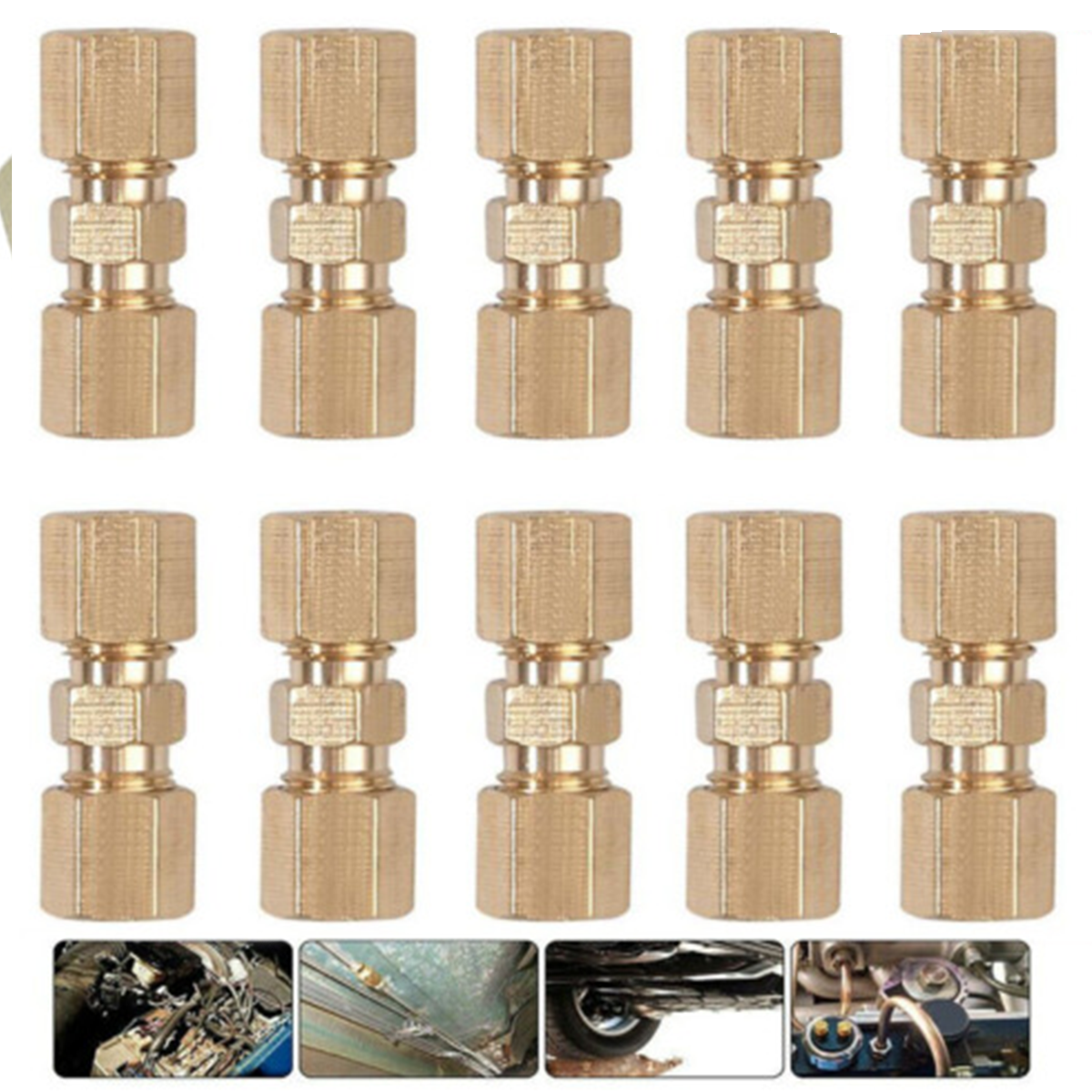 10X Brass Brake Pipe Connector Tube Tubing Joiner Line Union 3/16'' UK ...