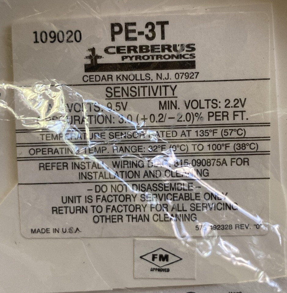 Cerberus Pyrotronics Siemens PE-3T P/N 315-090875-3 Photo Smoke ...