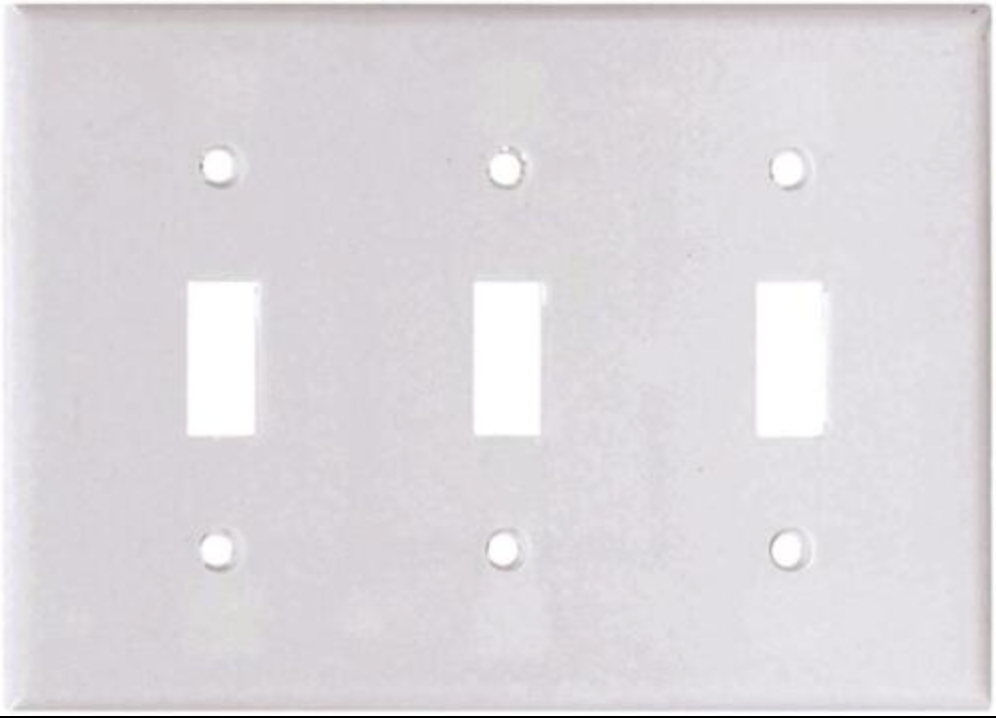Cooper Wiring 2141W-BOX 3 Gang Standard Toggle Plate, White, PACK OF 3 ...