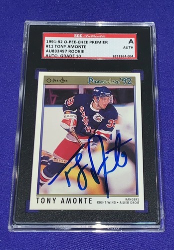 Tony Amonte SIGNED 1991-92 OPC Premier #11 RC Auto SGC Slab New York ...