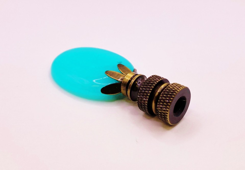 Stone Lamp Finial-TURQUOISE JADE Oval With AB, PB or Nickel Base (1-PC ...