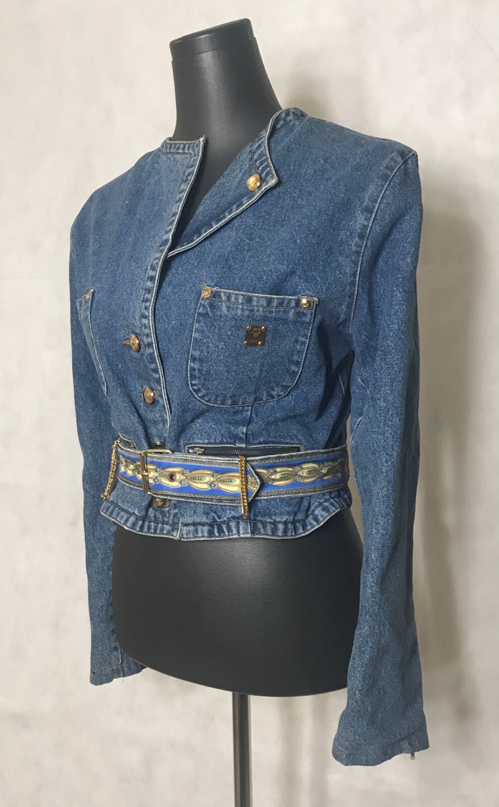 Authentic MCM 1900 Jeans Collection Denim Jacket w/ Signature Hardware ...
