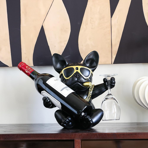 Home Statue Resin Bulldog Wine Stand Statue Display Rack or Kitchen ...