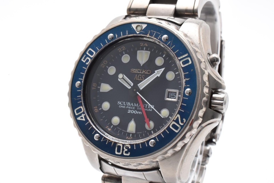 [EXCELLENT+5] SEIKO AGS Scuba Master 5M45-6A30 Titanium 200m Diver Mens ...