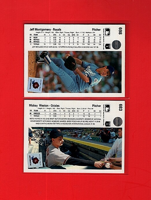 1990 UPPER DECK JEFF MONTGOMERY-KANSAS CITY ROYALS AUTOGRAPHED CARD-NR ...