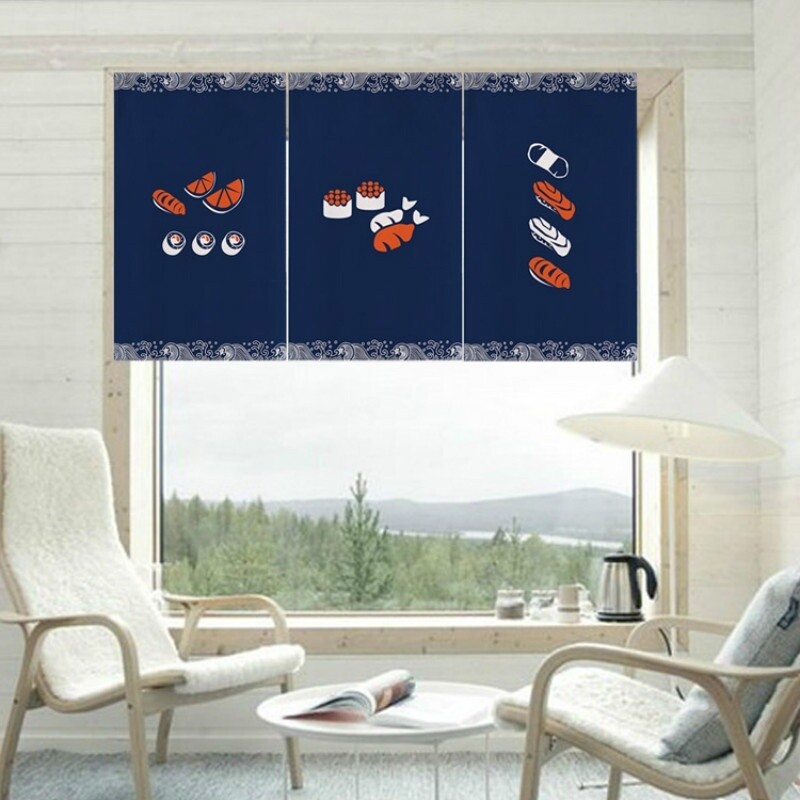 Japanese Noren Short Doorway Curtain Kitchen Room Half Curtain Valance ...