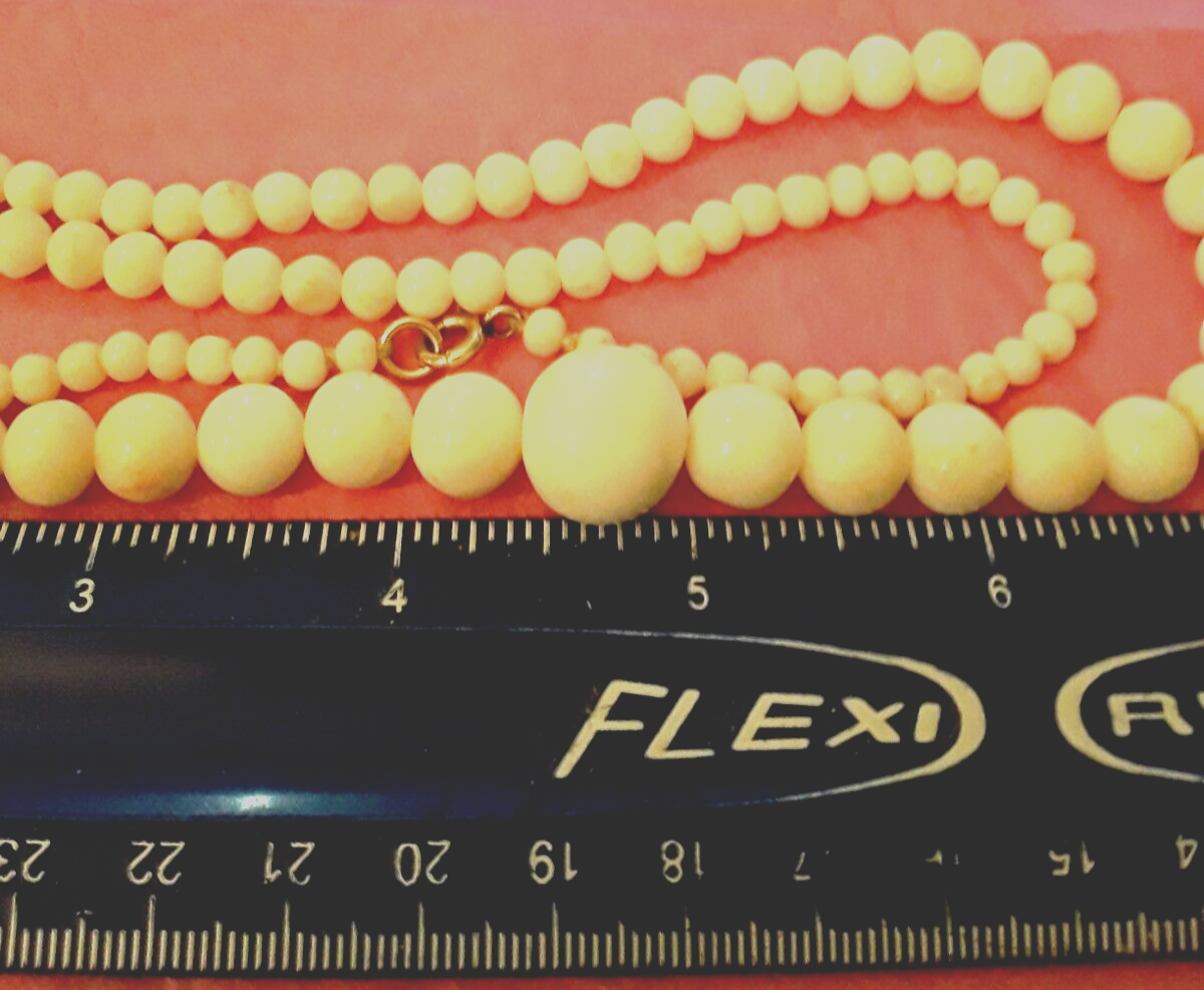 Vintage Angel Skin Coral Beads 13.2 MM -2MM Necklace 25 " Long 14Kt ...