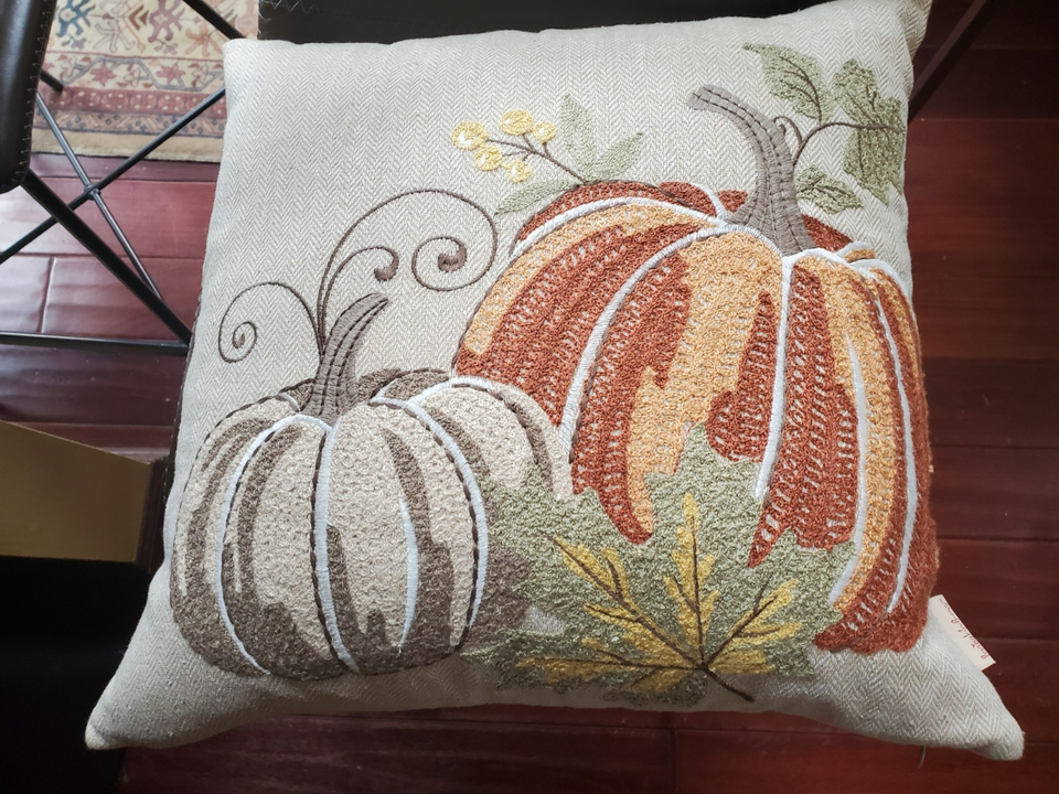 Loving Kindness Autumn/Fall Holiday Pillow. Pumpkin Pillow EMBROIDERED ...
