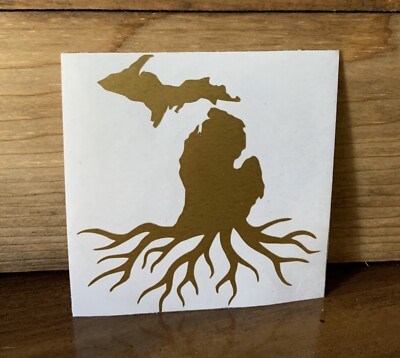 Handmade Michigan Roots Vinyl Decal - Metallic Gold - Small - 3.5 Inch ...