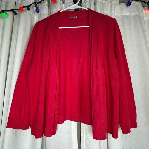 Talbots Women Knit Cardigan Sweater Red Size L Cotton Rayon Open Front ...