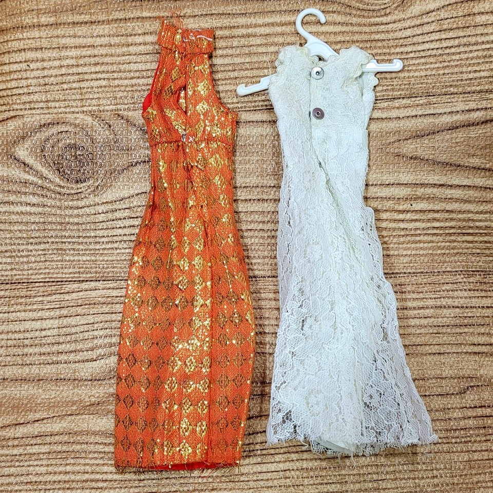 VTG Mod Barbie Shillman Clone Doll Clothes Lot Gold Orange Silver White ...