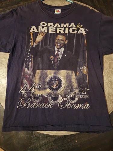 Vtg Barack Obama Size Large Presidential Inauguration 44th T Shirt Rap ...