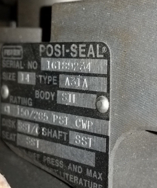 Fisher Posi-Seal 14" A31A Butterfly Valve w/ Posi-Seal 1035 Actuator ...