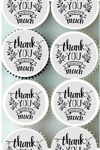 Thank You Gift Well Done Cup Cake Toppers Edible Paper Icing Decoration ...