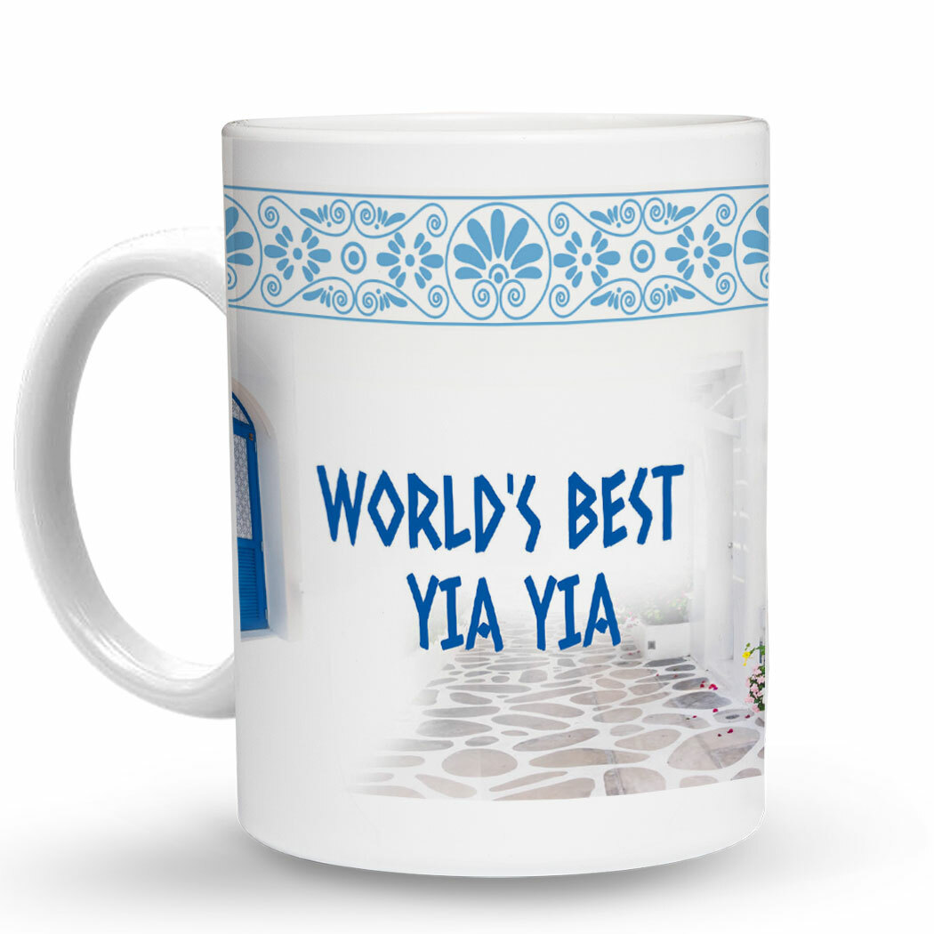 WORLD'S BEST YIA YIA Greece Greek 11 Oz Ceramic COFFEE MUG Coffee Cup ...