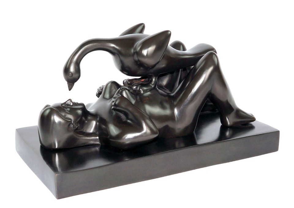 Fernando Botero "Leda and the Swan" Real Bronze Sculpture Signed ...