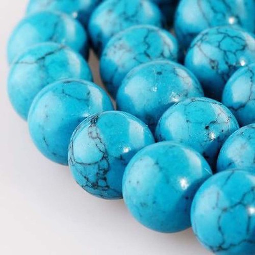 Natural 8MM Blue Turkey Turquoise Round Gemstone Loose Beads 15 ...
