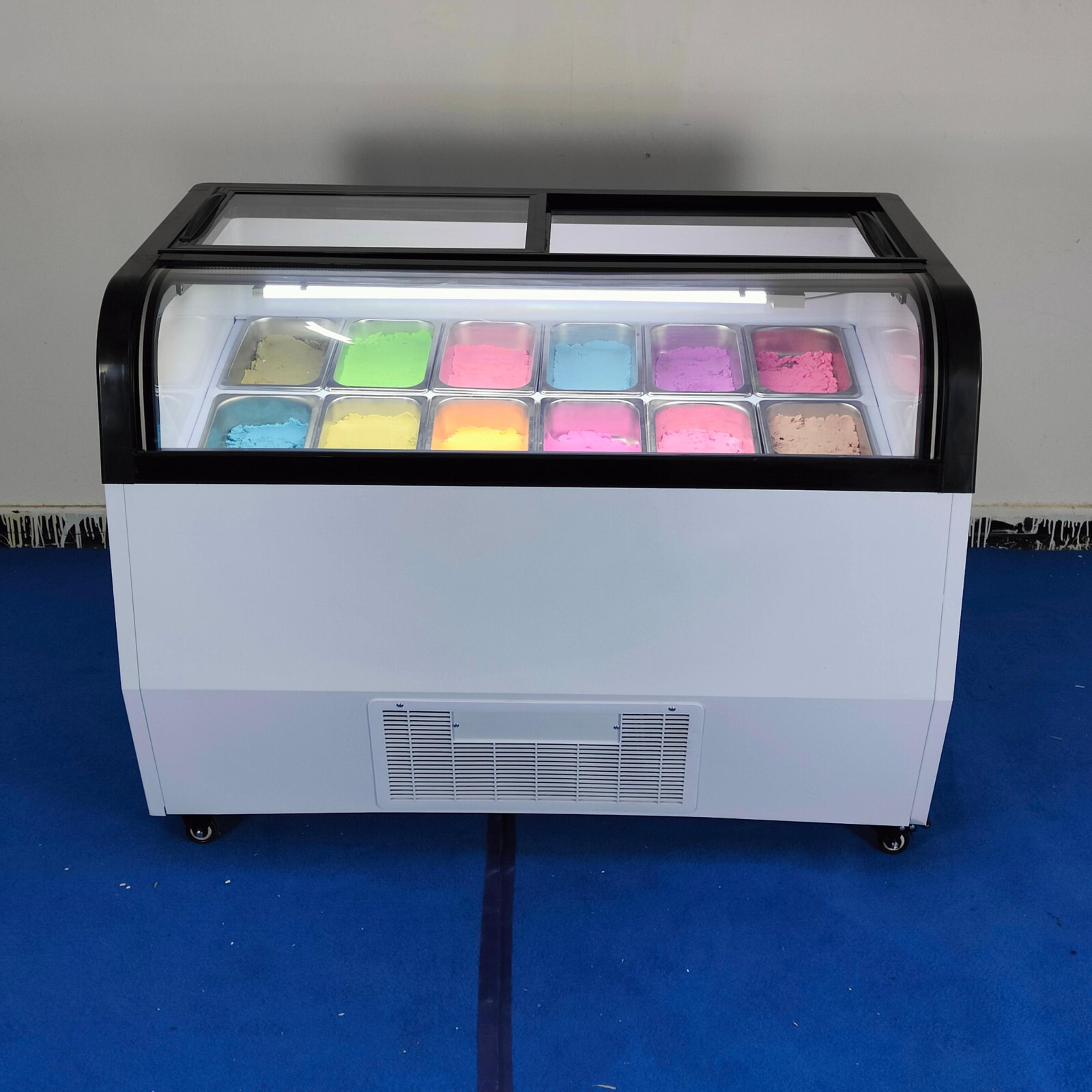 12 Pan Gelato Ice Cream Dipping Cabinet Freezer Display Case Showcase ...