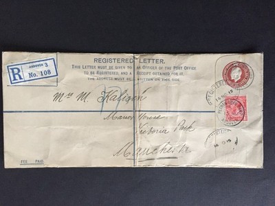 D GB 1915 ANDOVER RP28 H2 REG LETTER ENV PERHAM DOWN CAMP PMK TO ...