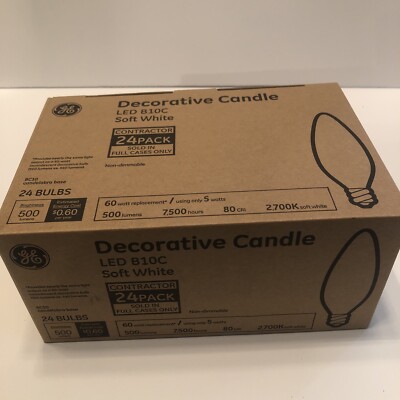 GE LED 60 Watt EQ B10c Soft White Candle Light Bulb (24 Pack) | eBay