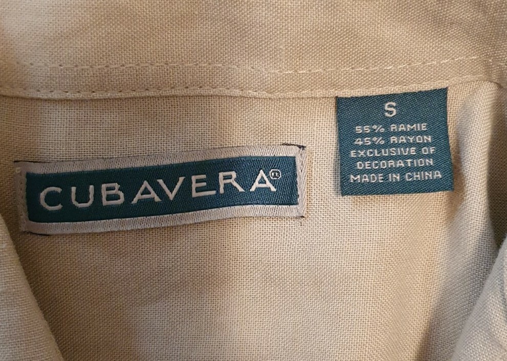 Cubavera Cuban Style Embroidered Rayon Blend Beige Sh… - Gem