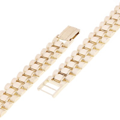14k Yellow Gold Watch Link Band Chain Bracelet 8-8.5" 14.8mm 40.5 grams ...