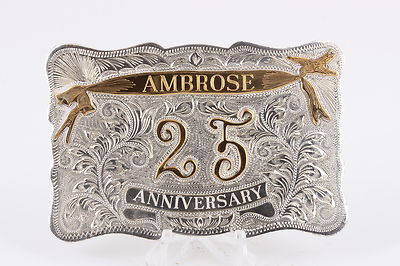 RICARDO TWO TONE STERLING SILVER "AMBROSE 25 ANNIVERSARY" BELT BUCKLE ...