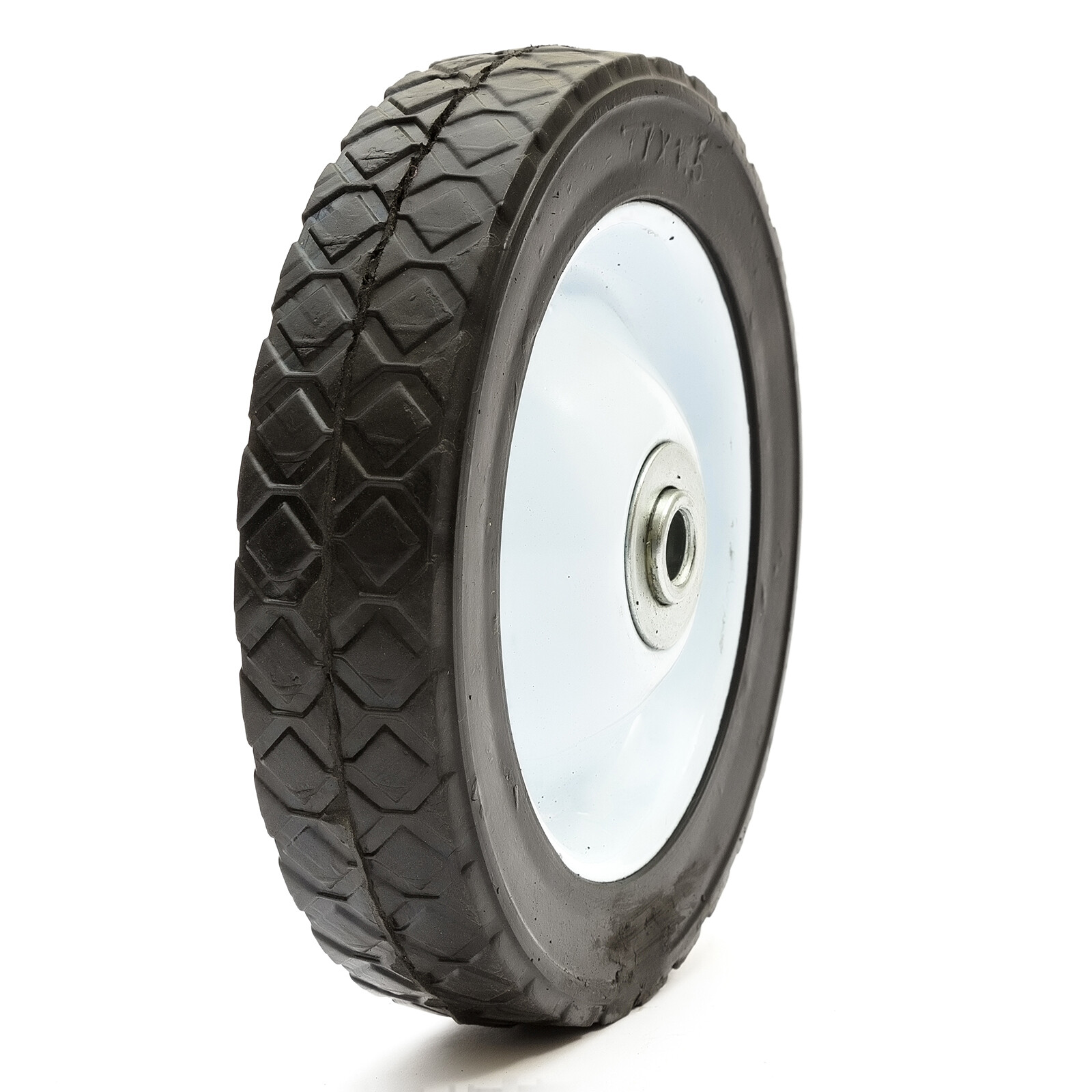 7 x 1.5 Inch Lawnmower Steel Wheel & Solid PU Tyre 7" Diamond Tread ...