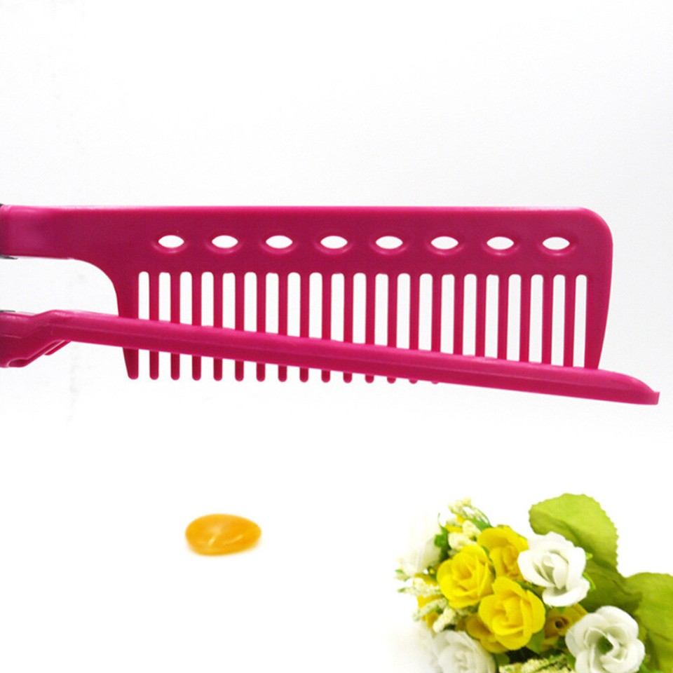 Spring Grip Straightening Comb Flat Iron Comb for Hair V Shape Salon ...