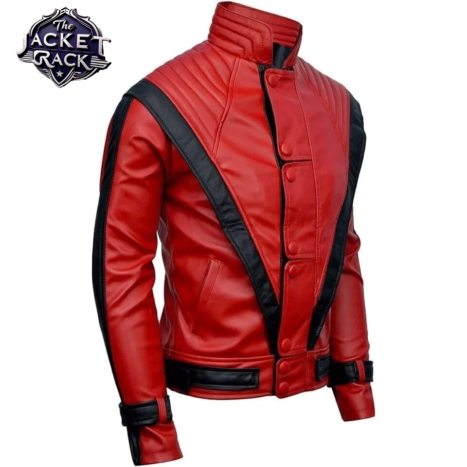 Michael Jackson Thriller MJ Red Men's Real Leather Jacket Halloween ...