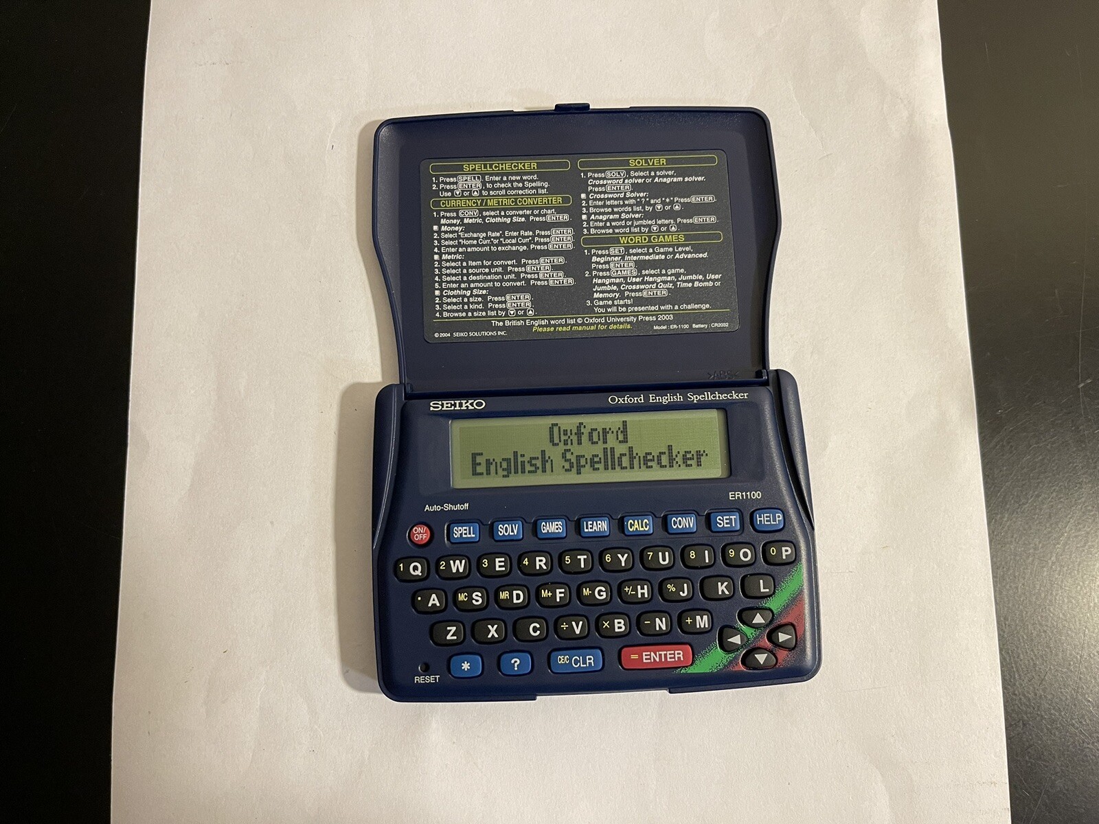 Seiko ER1100 Electronic Pocket Concise Oxford Spellchecker Crossword ...
