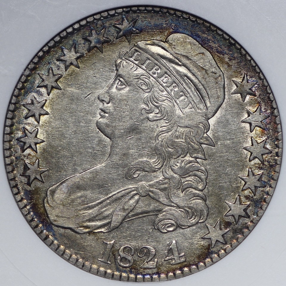 1824 4/4 Capped Bust Half Dollar ANACS AU50 Soap Box Holder JJNMM | eBay