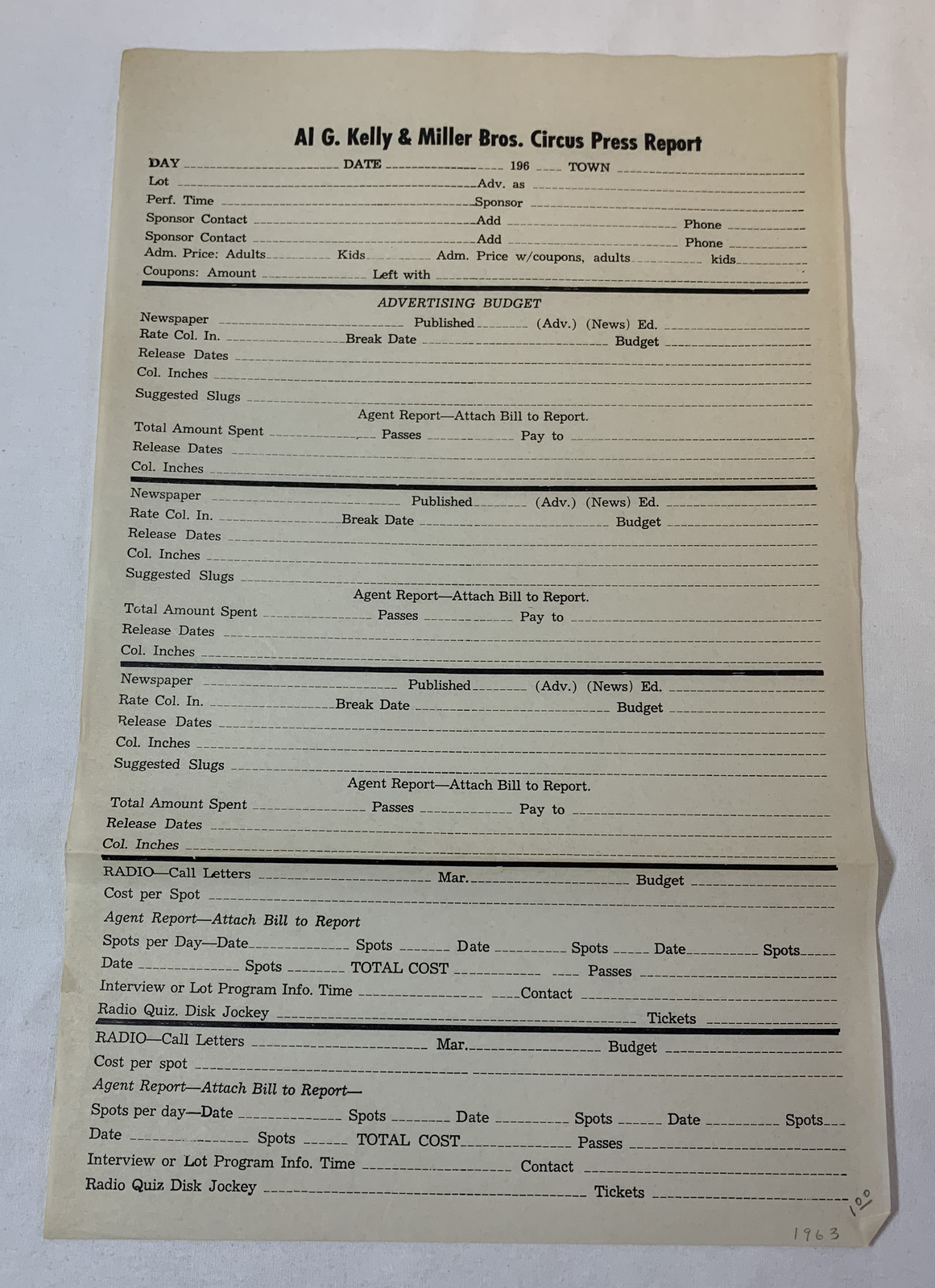 AL G KELLY-MILLER BROS CIRCUS press report ~ 1963 | eBay