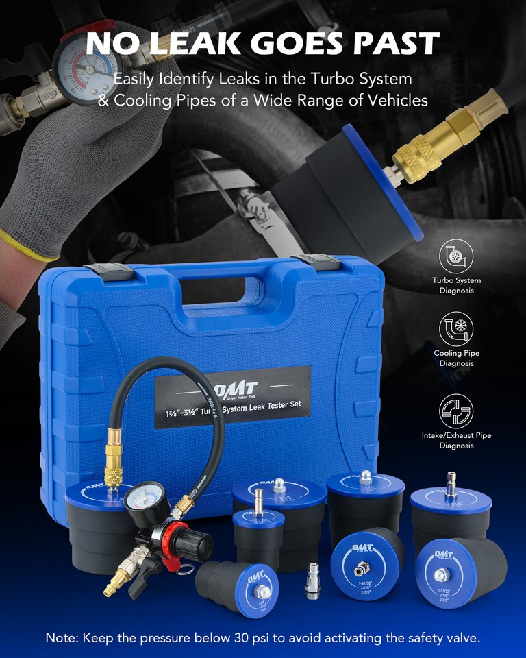 OMT 10 Pcs Turbo System Air Pressure Leakage Tester Kit Turbo Boost ...