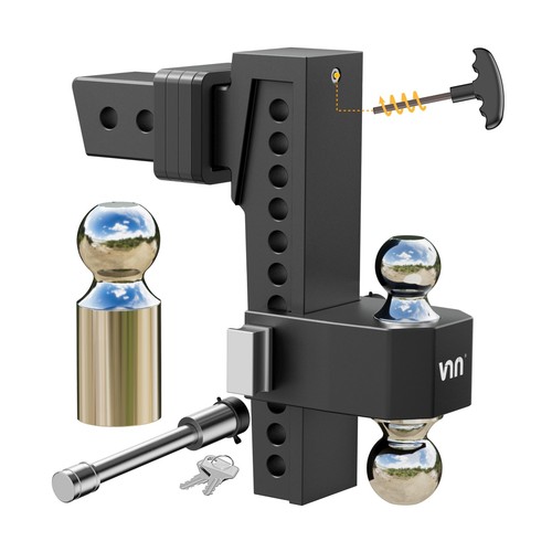 VNN Adjustable 10 Inch Drop Hitch 2.5 Inch Receiver - Interchangeable 3 ...