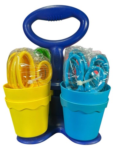 Scissor Caddy Set 24 Neon Blunt Tip School Class Supply Scissors with ...