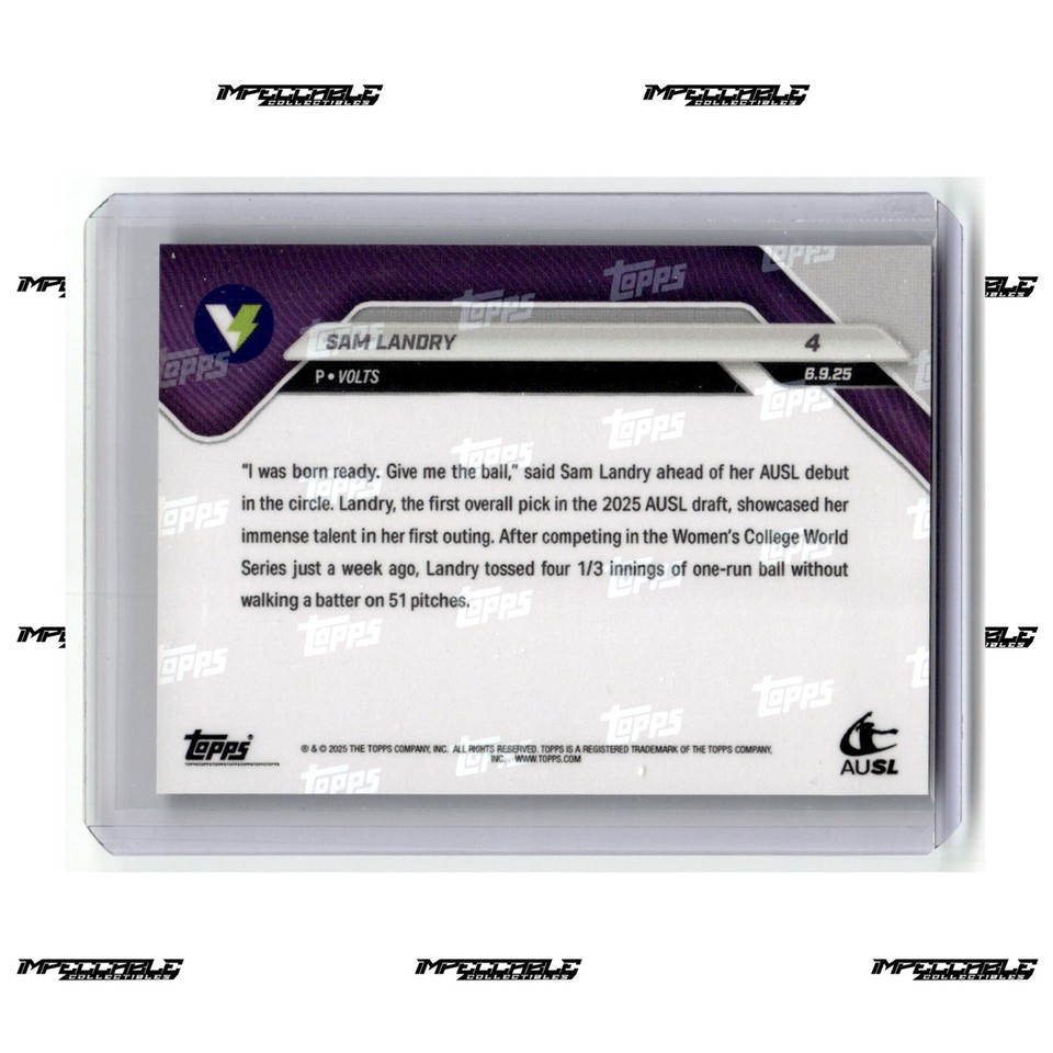 2025 Topps Now AUSL - #4 Sam Landry Rookie /4357 #1 Pick Shines in Pro ...