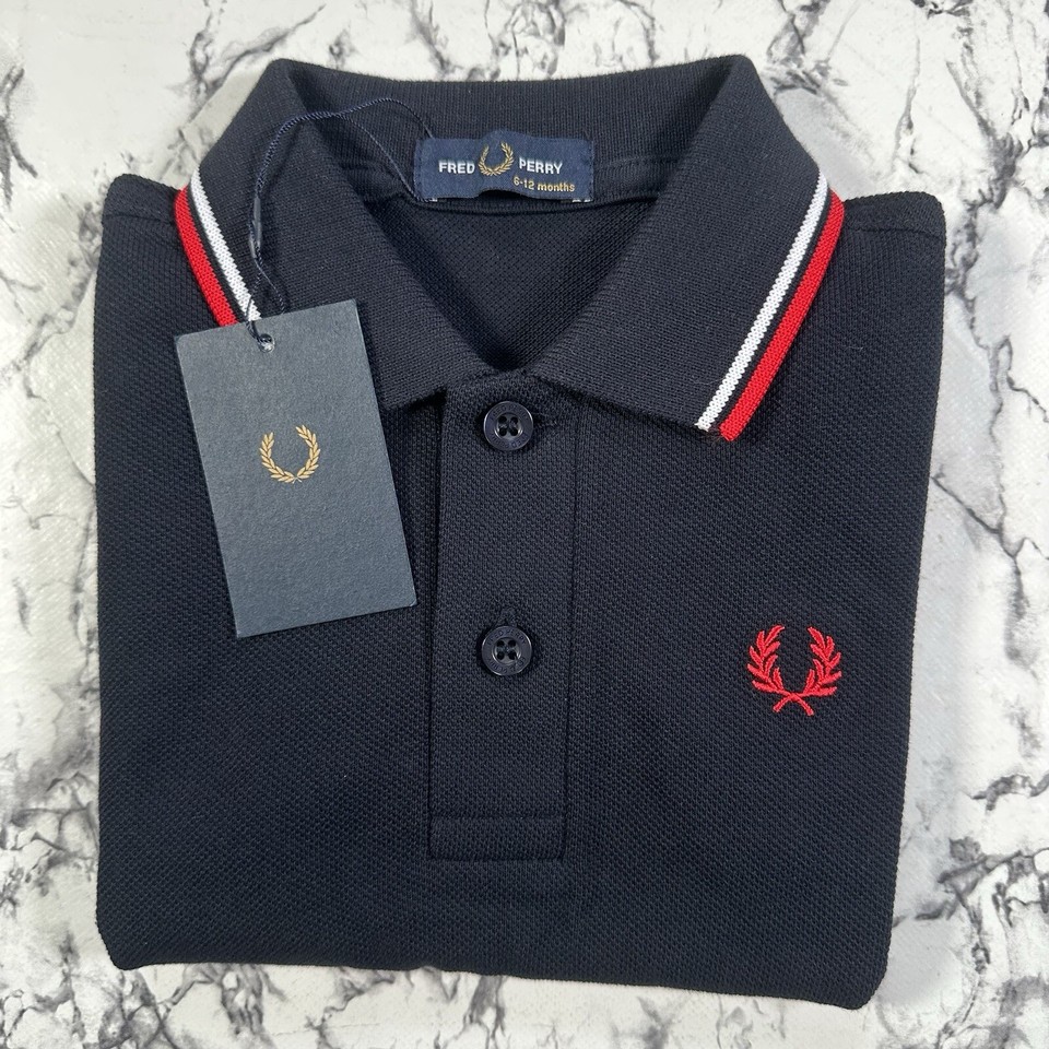 FRED PERRY My First Fred Perry Shirt Size 6 - 12 Months Navy Blue ...