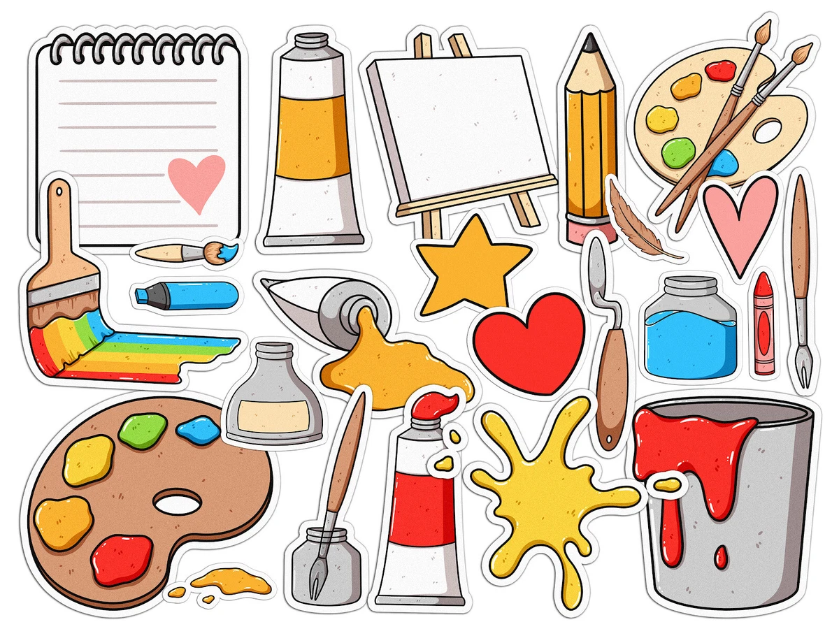School Clip Art Paint Sets