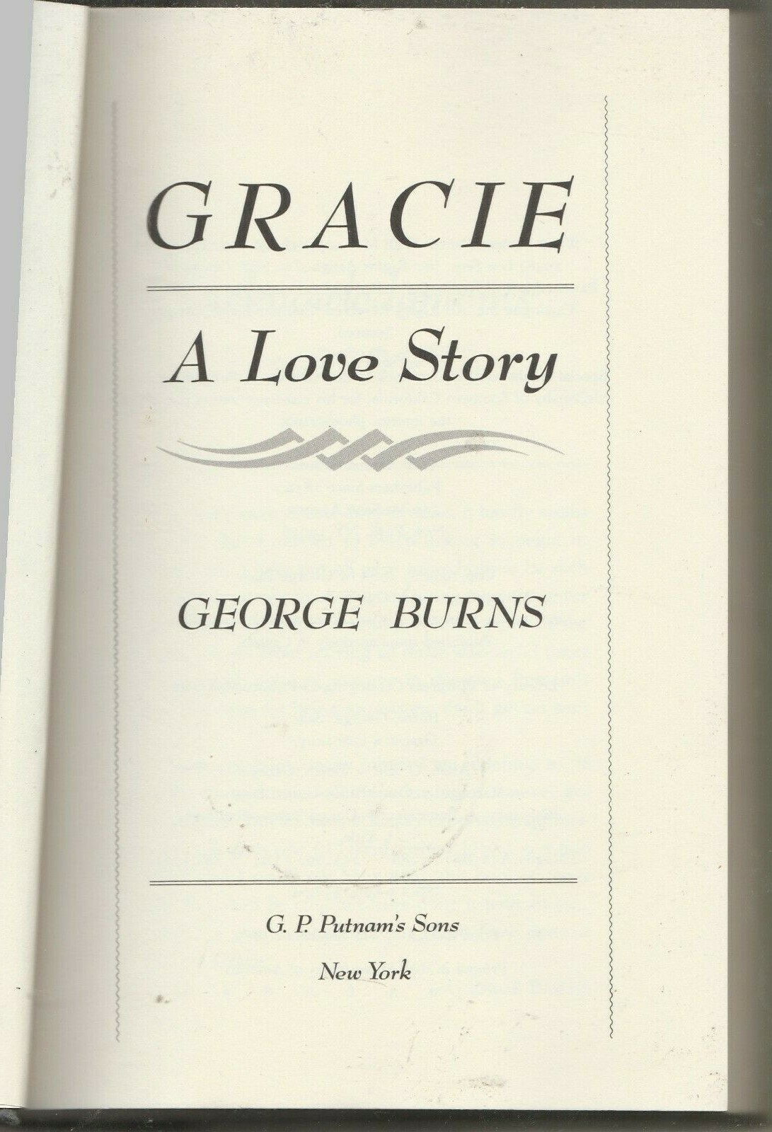 Gracie : A Love Story by George Burns (1988, Hardcover) | eBay