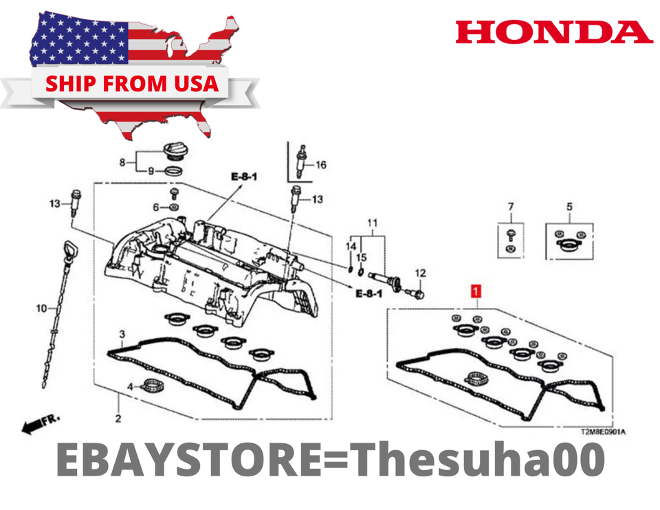 Genuine OEM Honda 12030-5A2-A01 Valve Cover Gasket Set 2013-2017 Accord ...