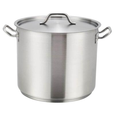 Winco Stock Pot 14.5"D 16-Qt Heavy-Duty Tri-Ply Bottom w/ Cover ...