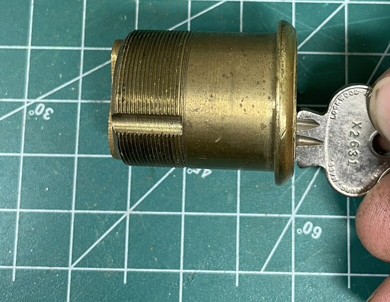 Lockwood Keyway 1 1/2” Mortise Cylinder Brass Vtg Handyman Locksmith ...
