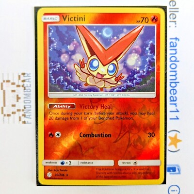 VICTINI REVERSE HOLO RARE card 30/236 Sun & Moon Cosmic Eclipse 2019 ...